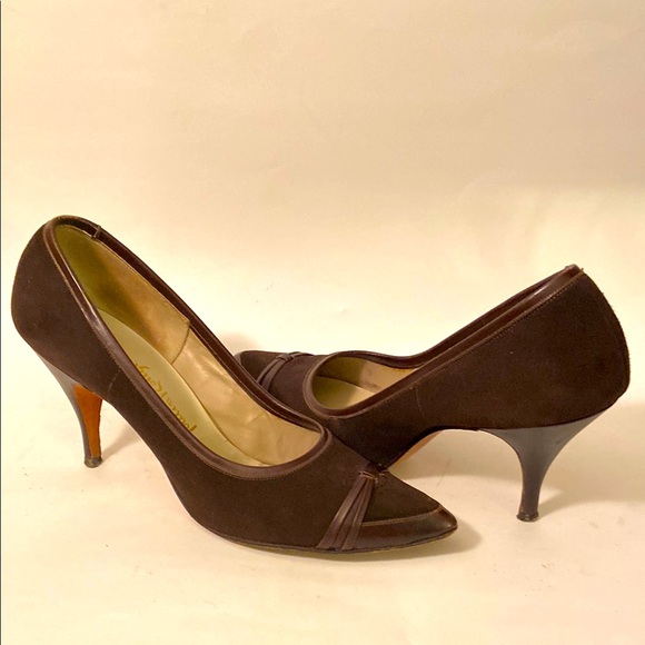 French Bootier Moulin Rouge | Shoes | Vintage Brown Suede High Heels ...